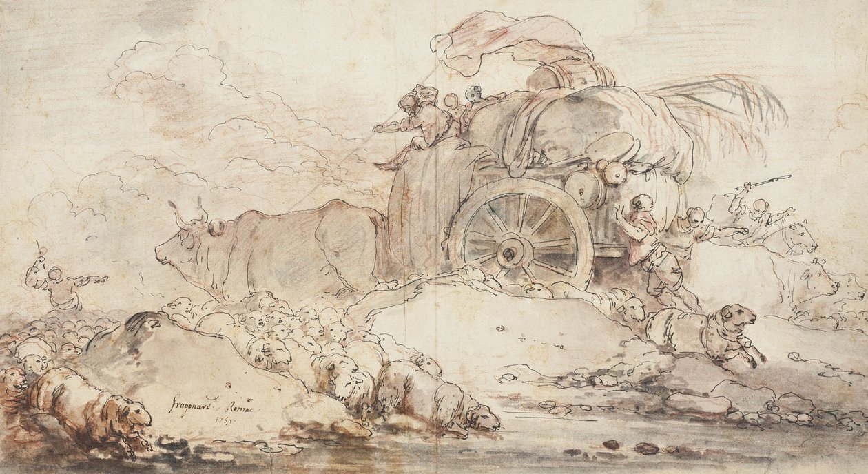 El carro detenido, 1759 | Jean-Honore Fragonard