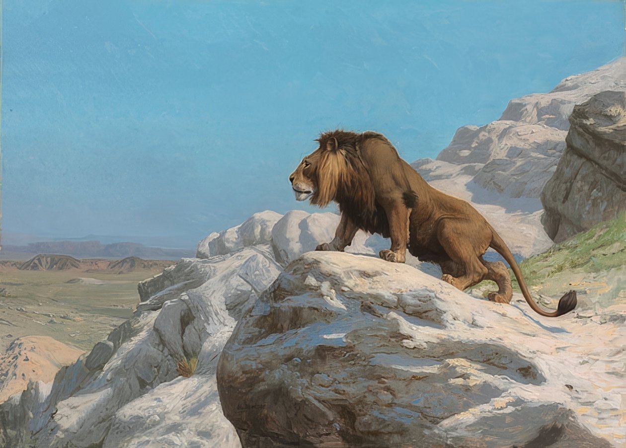 León al acecho. Alrededor de 1885 | Jean Leon Gerome