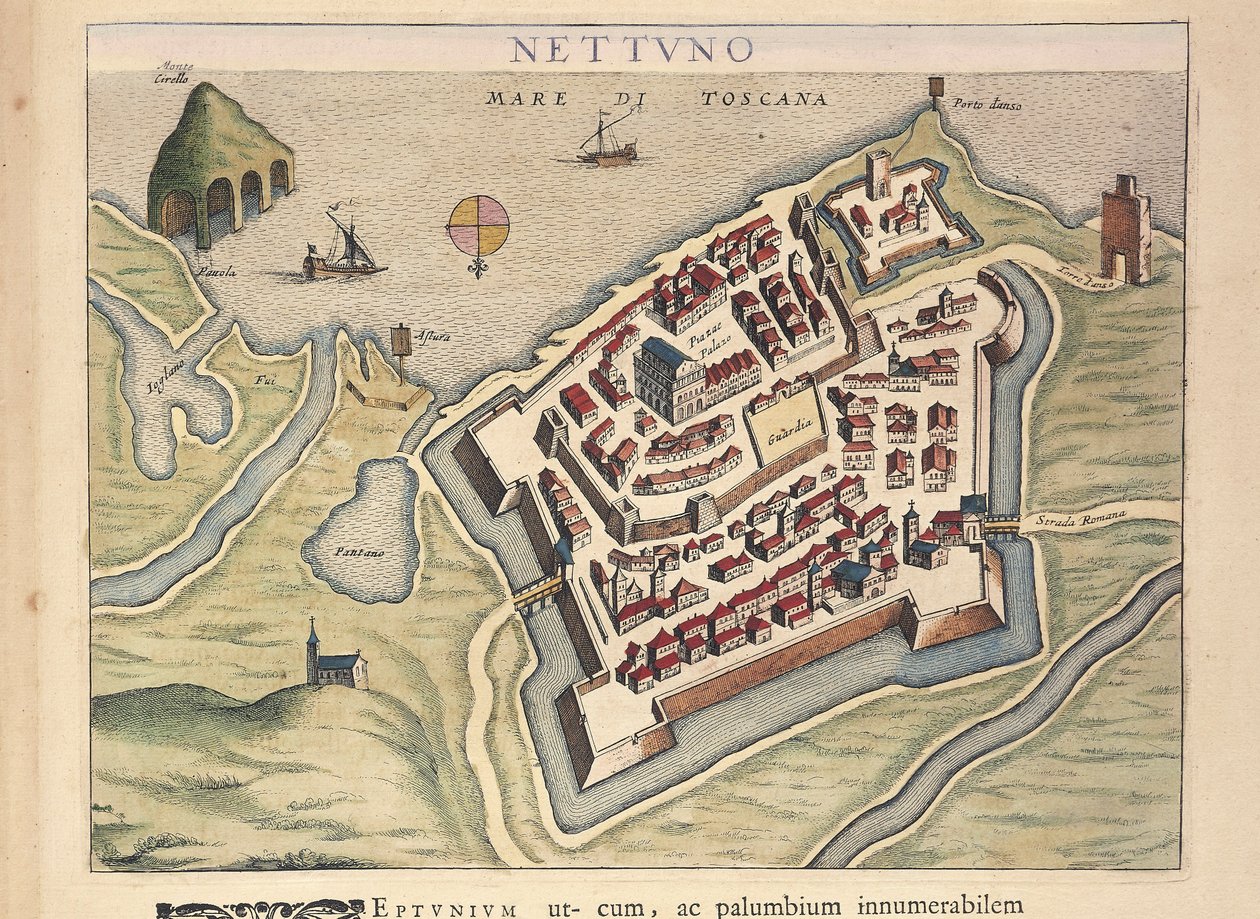 Mapa de Nettuno, del Theatrum civitatum et admirandorum Italiae