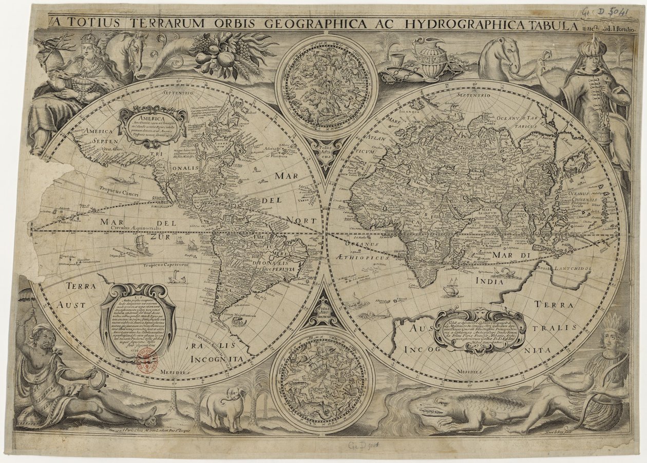 Mapa del mundo, 1631 | Jodocus Hondius | Impresión de arte