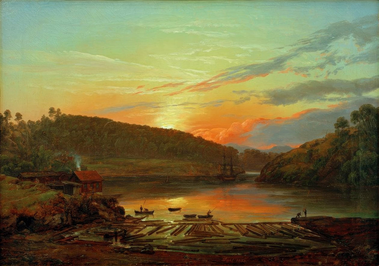 Paisaje en Skien al atardecer | Johan Christian Dahl