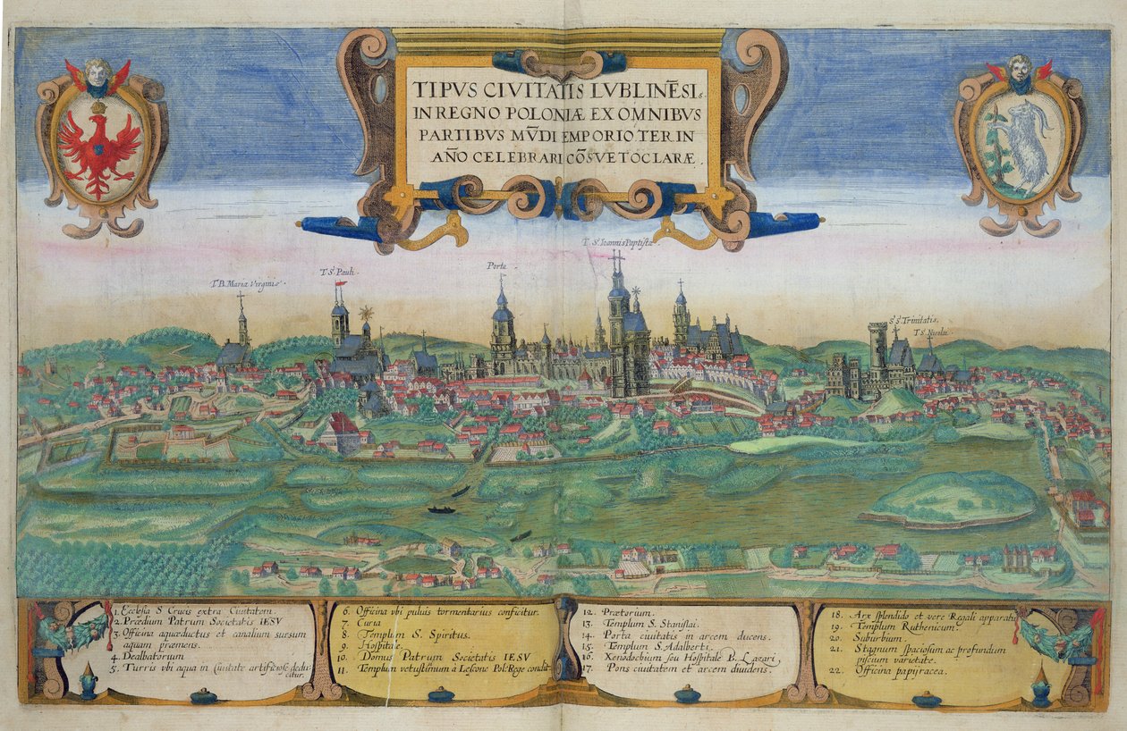 Mapa de Lublin, de 'Civitates Orbis Terrarum' de Georg Braun y Frans ...