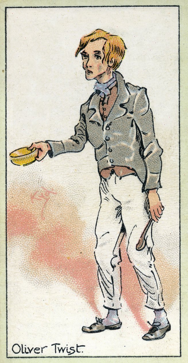 Oliver pidiendo más, de 'Oliver Twist', por Charles Dickens, 1923