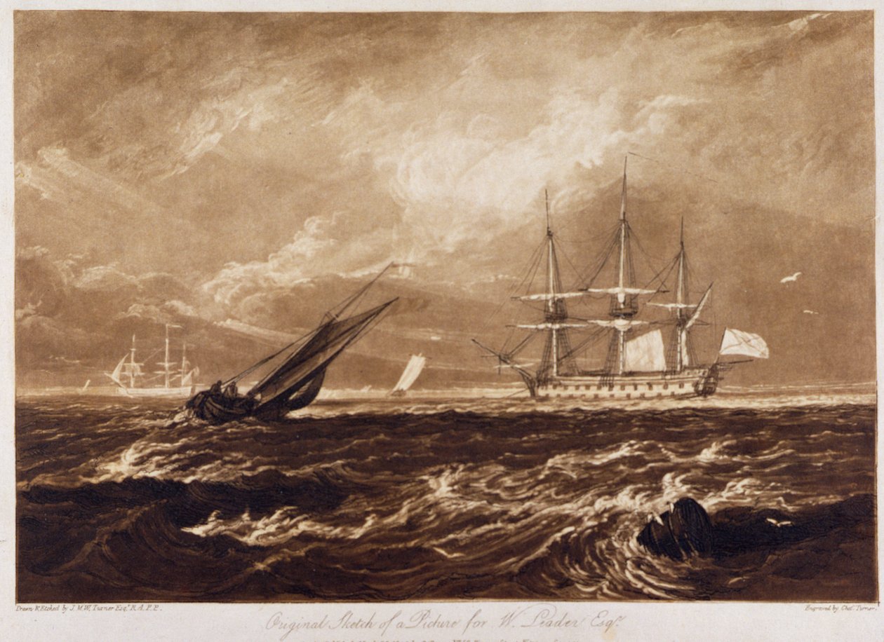 La pieza del líder del mar, grabado por Charles Turner (1773-1857) 1859-61