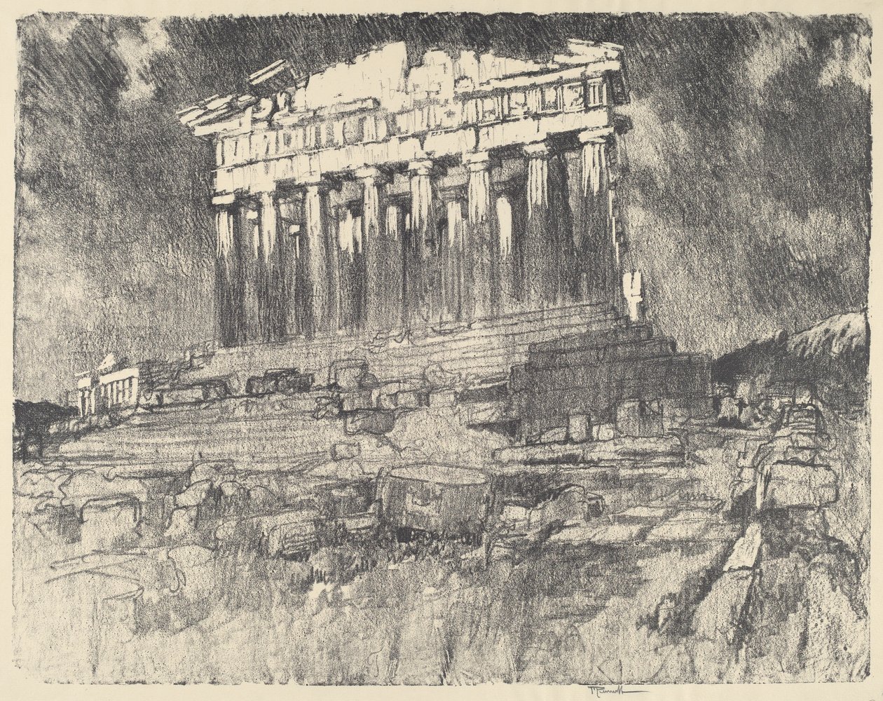 La fachada del Partenón, atardecer | Joseph Pennell