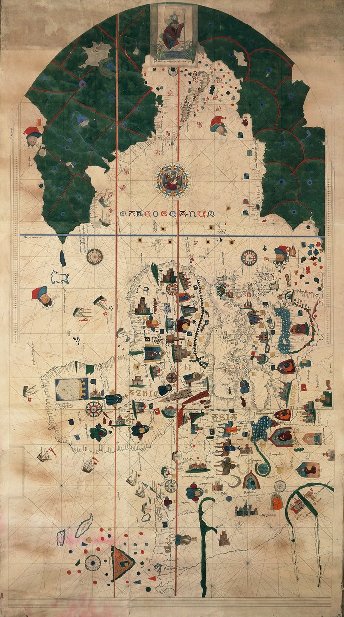 Portulano-planisferio náutico por Juan de la Cosa, circa 1500