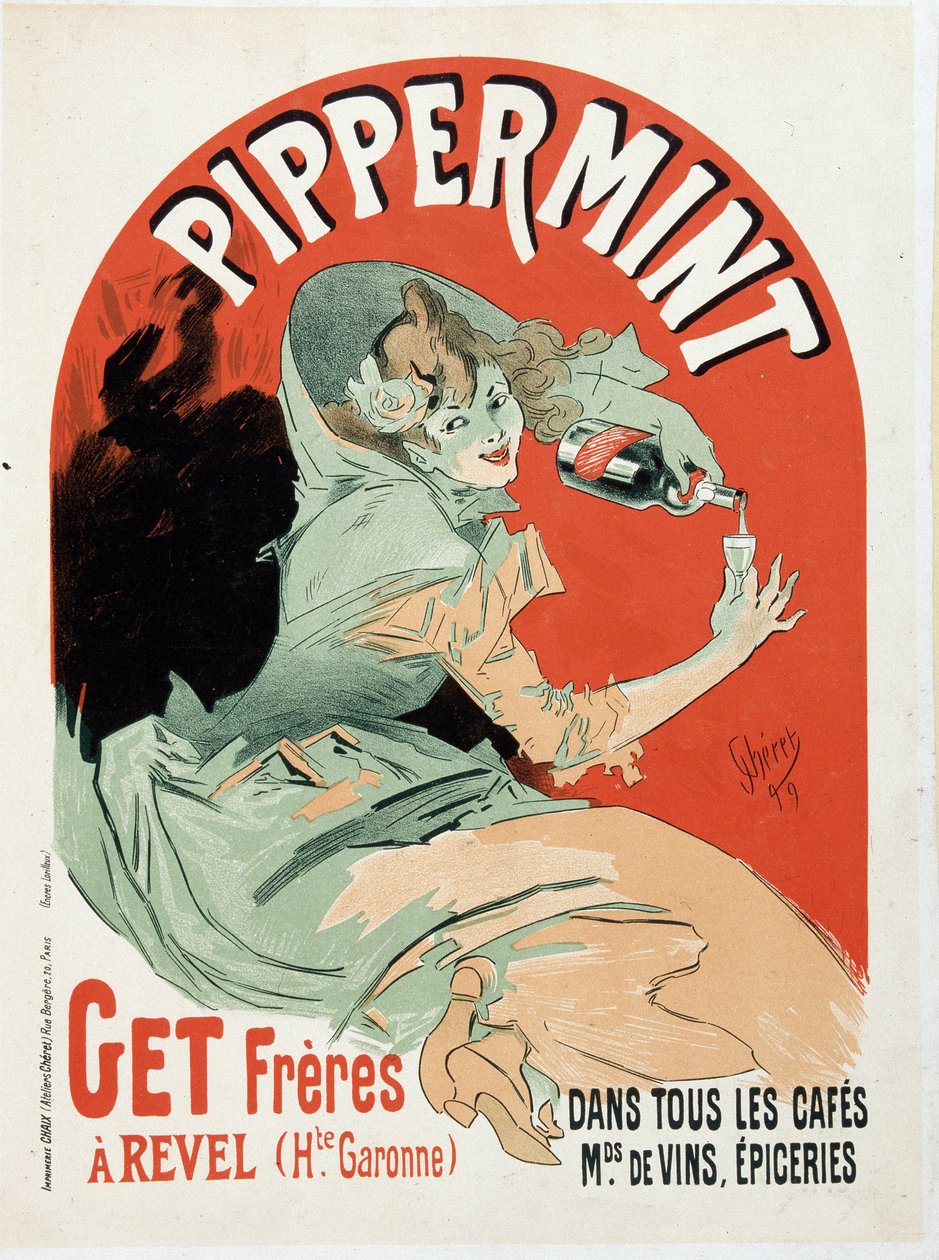 Cartel publicitario para el Pippermint Get Freres - por Jules Chéret