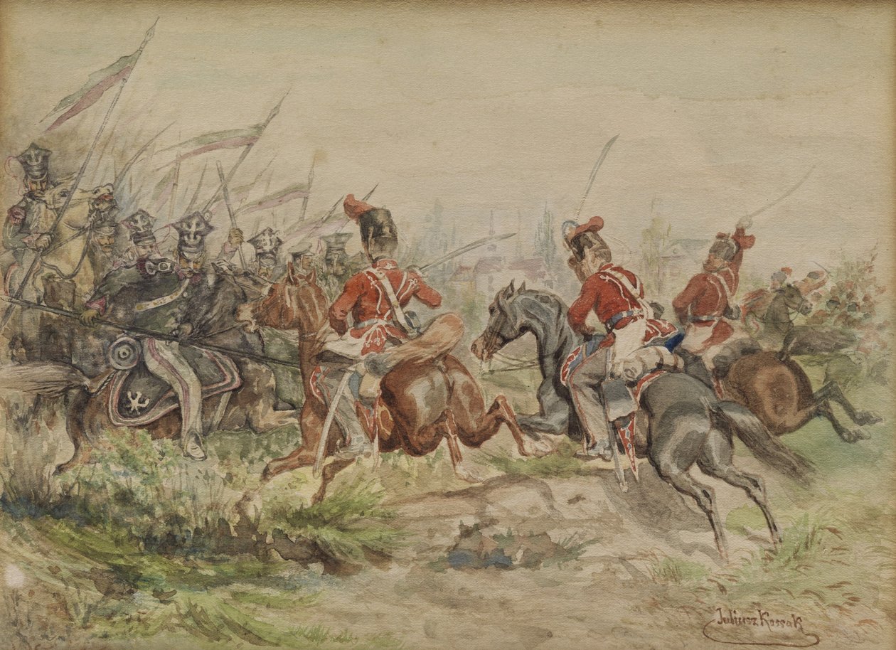 Soldados polacos en combate contra rusos