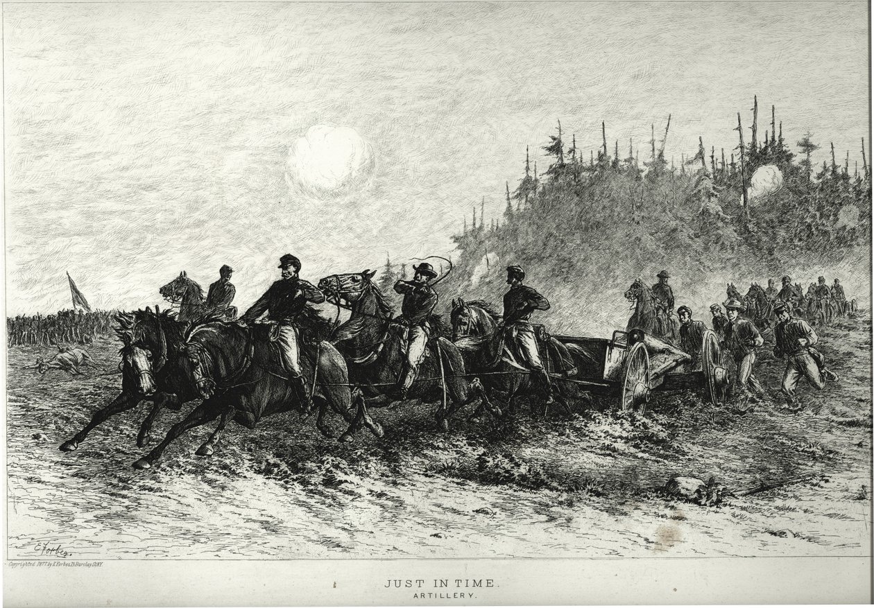 Justo a tiempo. Artillería. | Edwin Austin Forbes