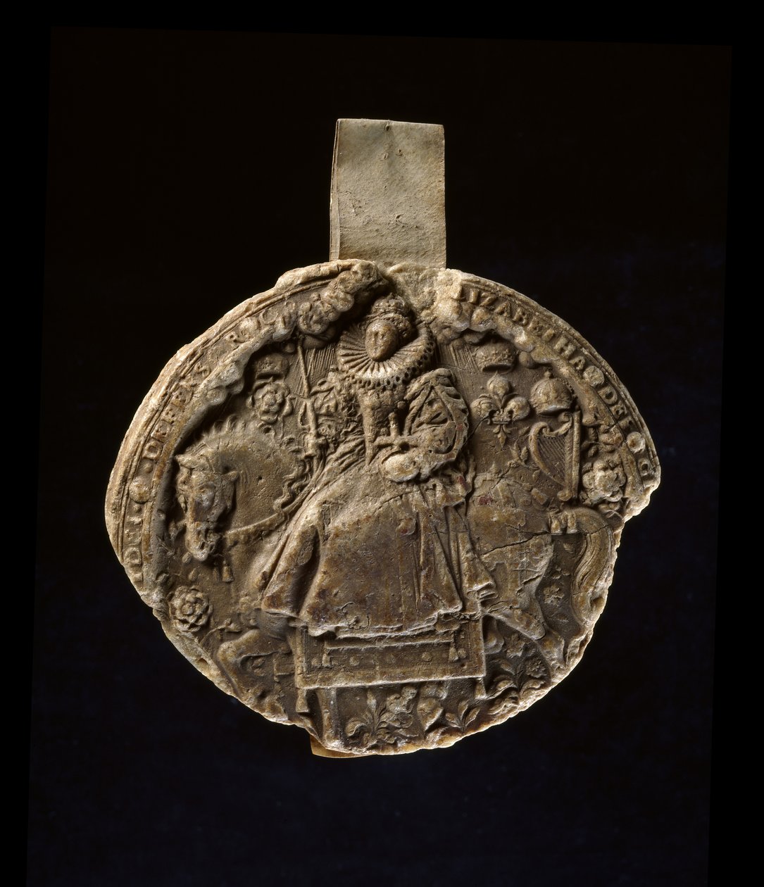 Impresión hecha del reverso del Segundo Gran Sello de la Reina Isabel I