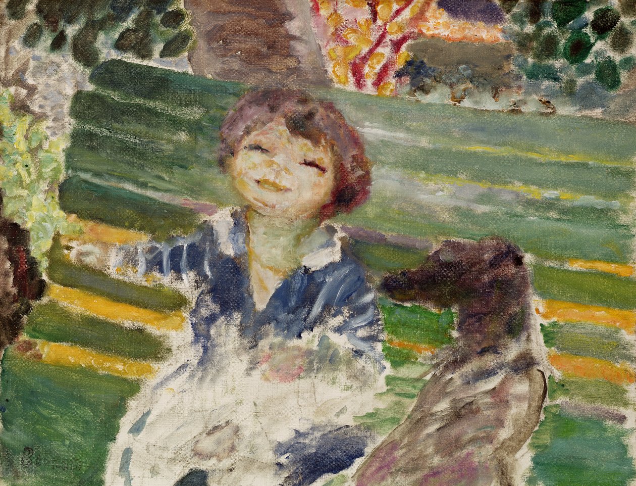 Niña con un perro | Pierre Bonnard | Impresión de arte