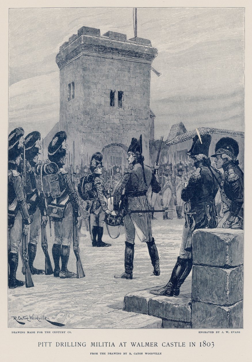 Pitt entrenando a la milicia en el Castillo de Walmer en 1803