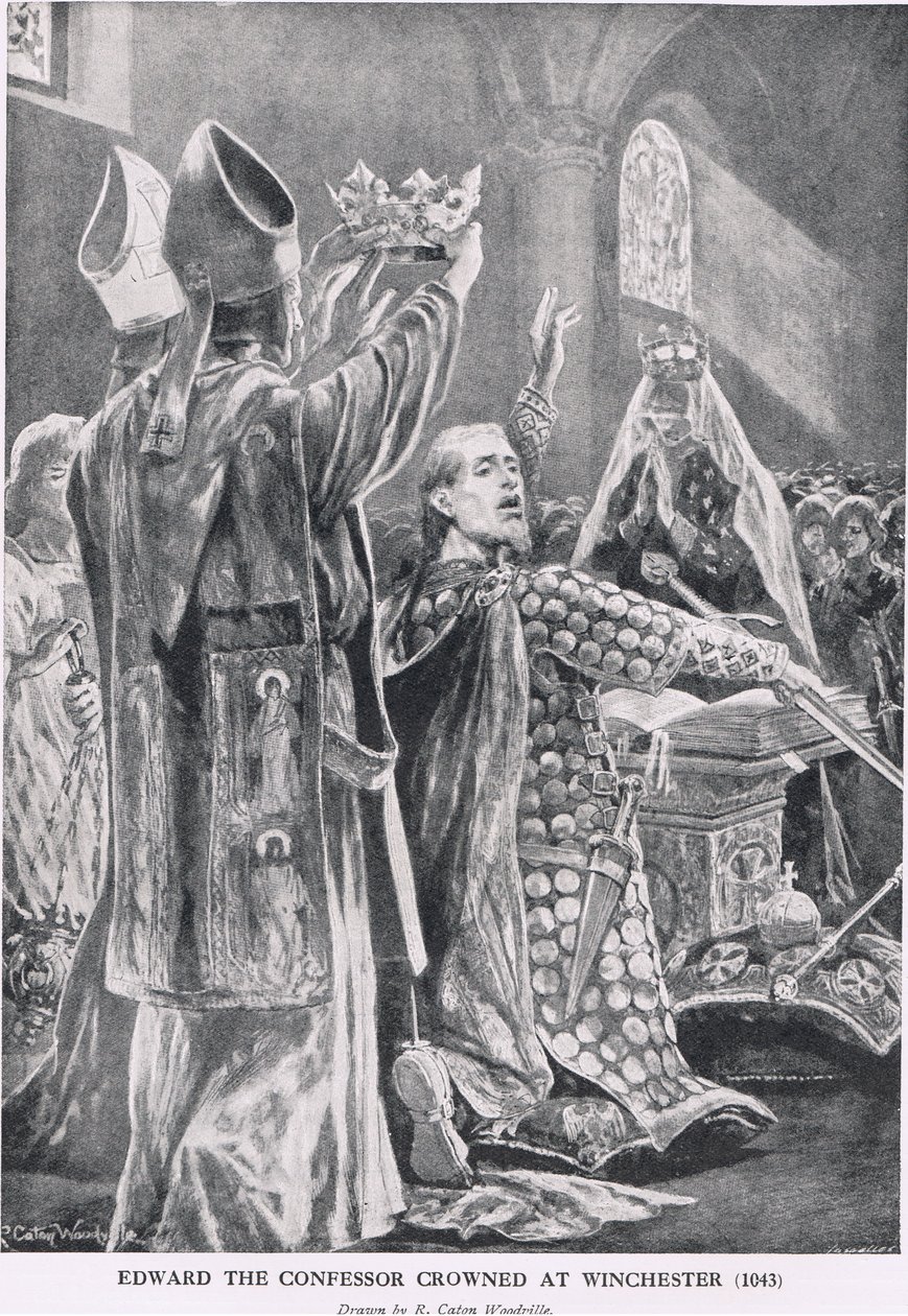 Eduardo el Confesor coronado en Winchester, 1043, de 'La historia de la ...
