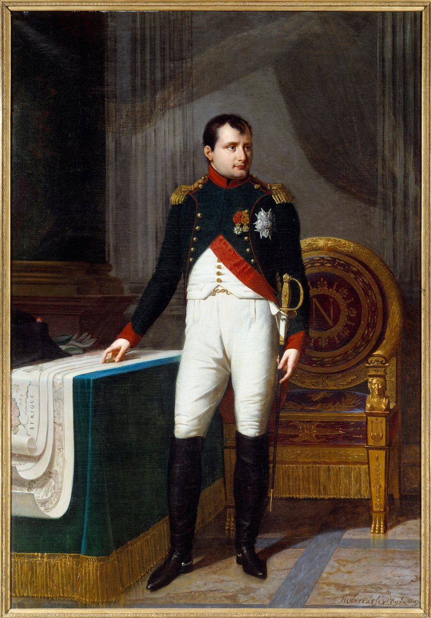 Retrato de cuerpo entero de Napoleón I en uniforme de coronel de los ...