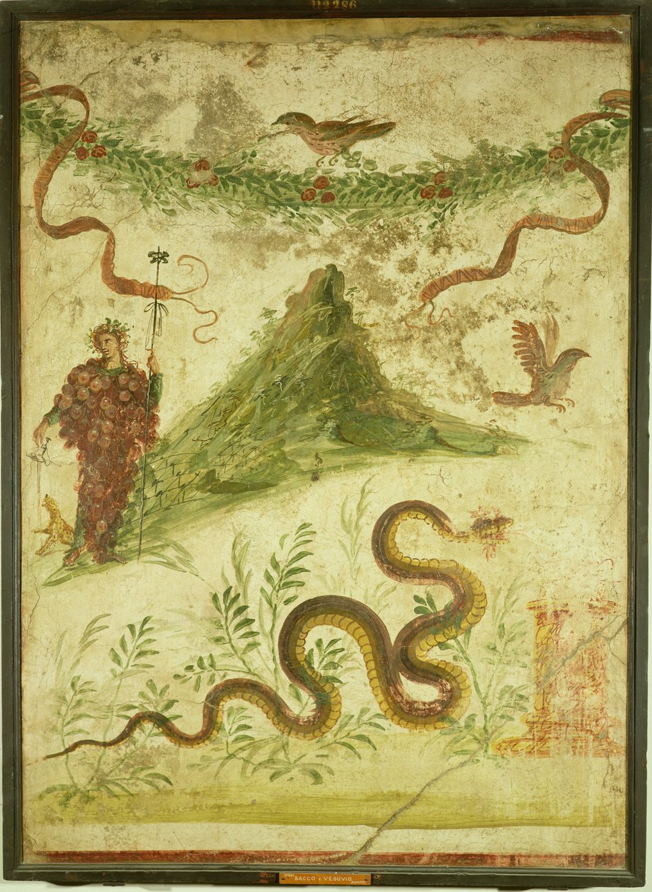 Baco y el Monte Vesubio, siglo I d.C., romano (pintura mural)