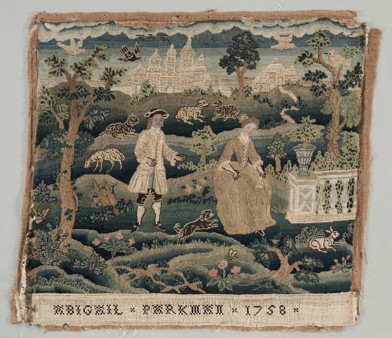 Bordado de Abigail Parkman, principios del siglo XVIII