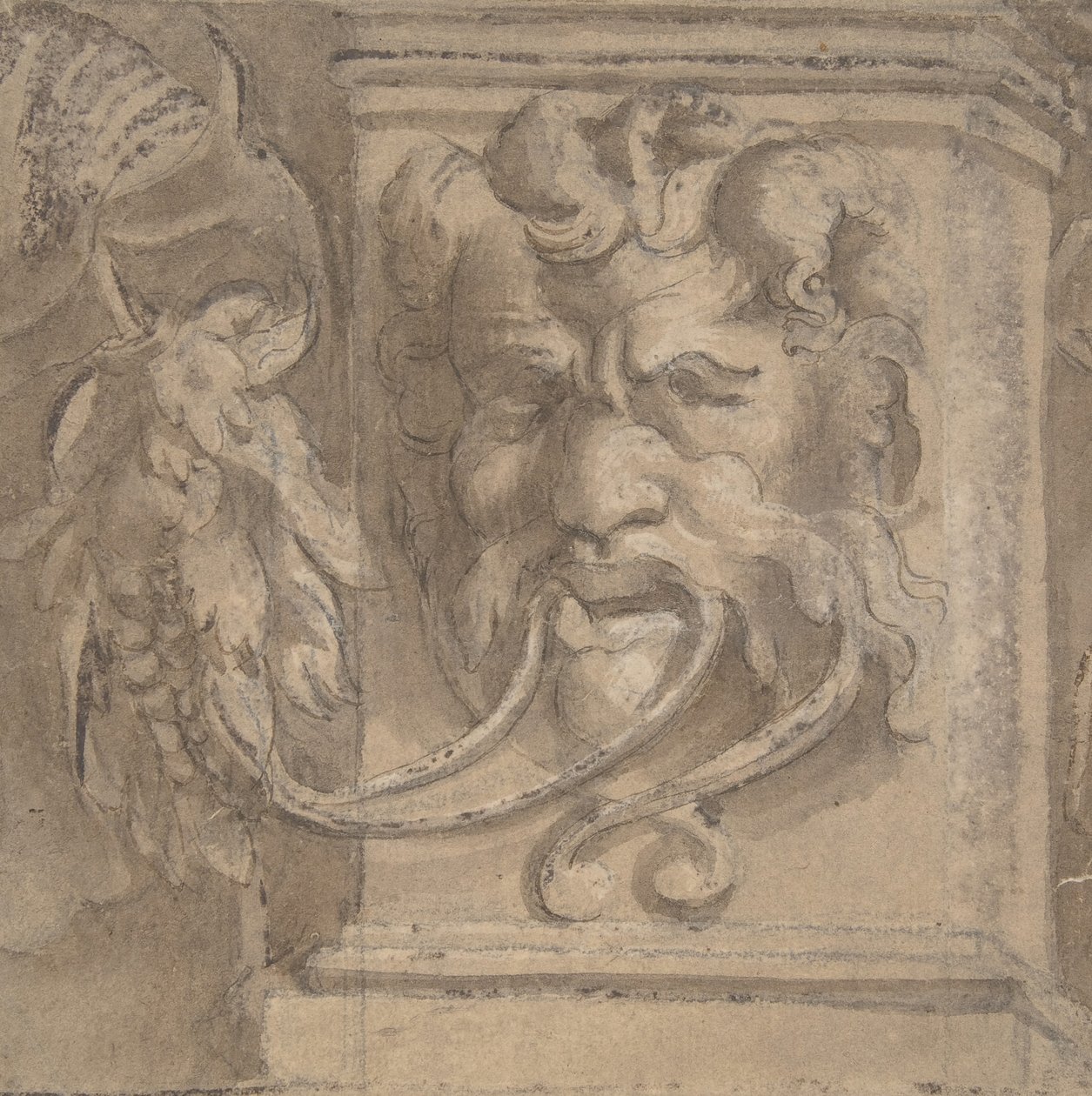 Diseño ornamental con máscara de estilo antiguo