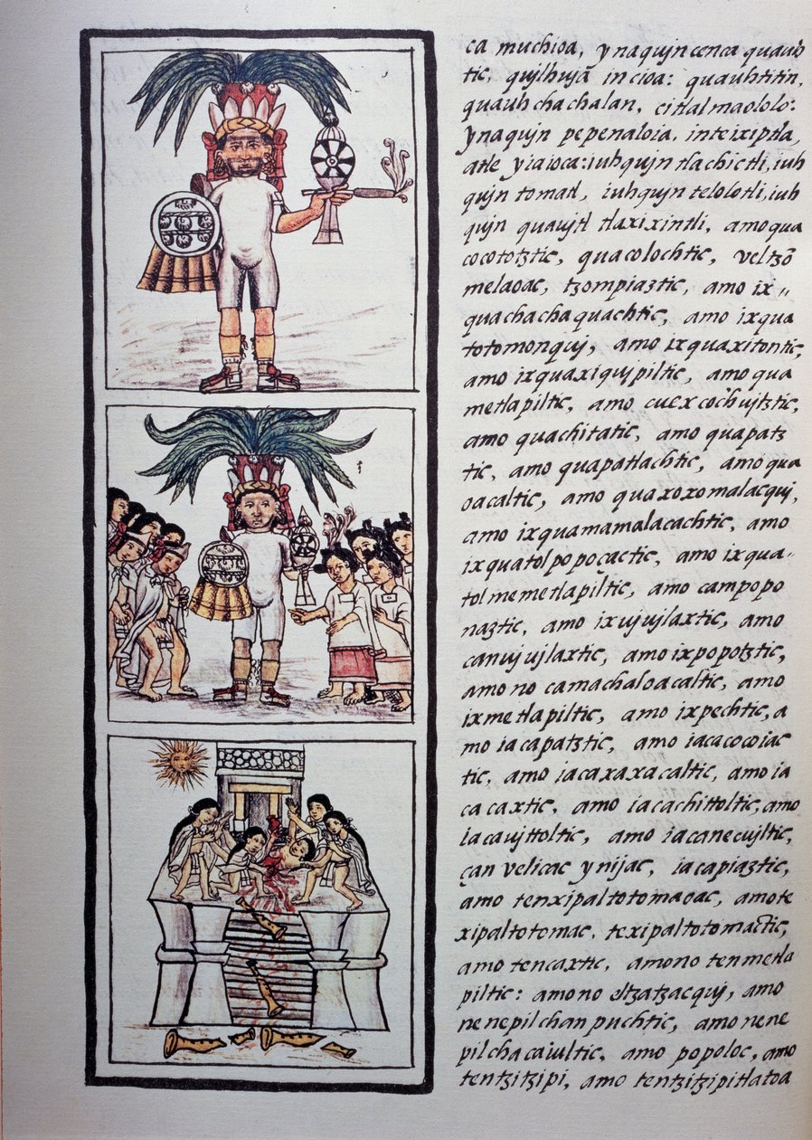 Festival de Toxcatl y su víctima, Libro II del Códice Florentino ...