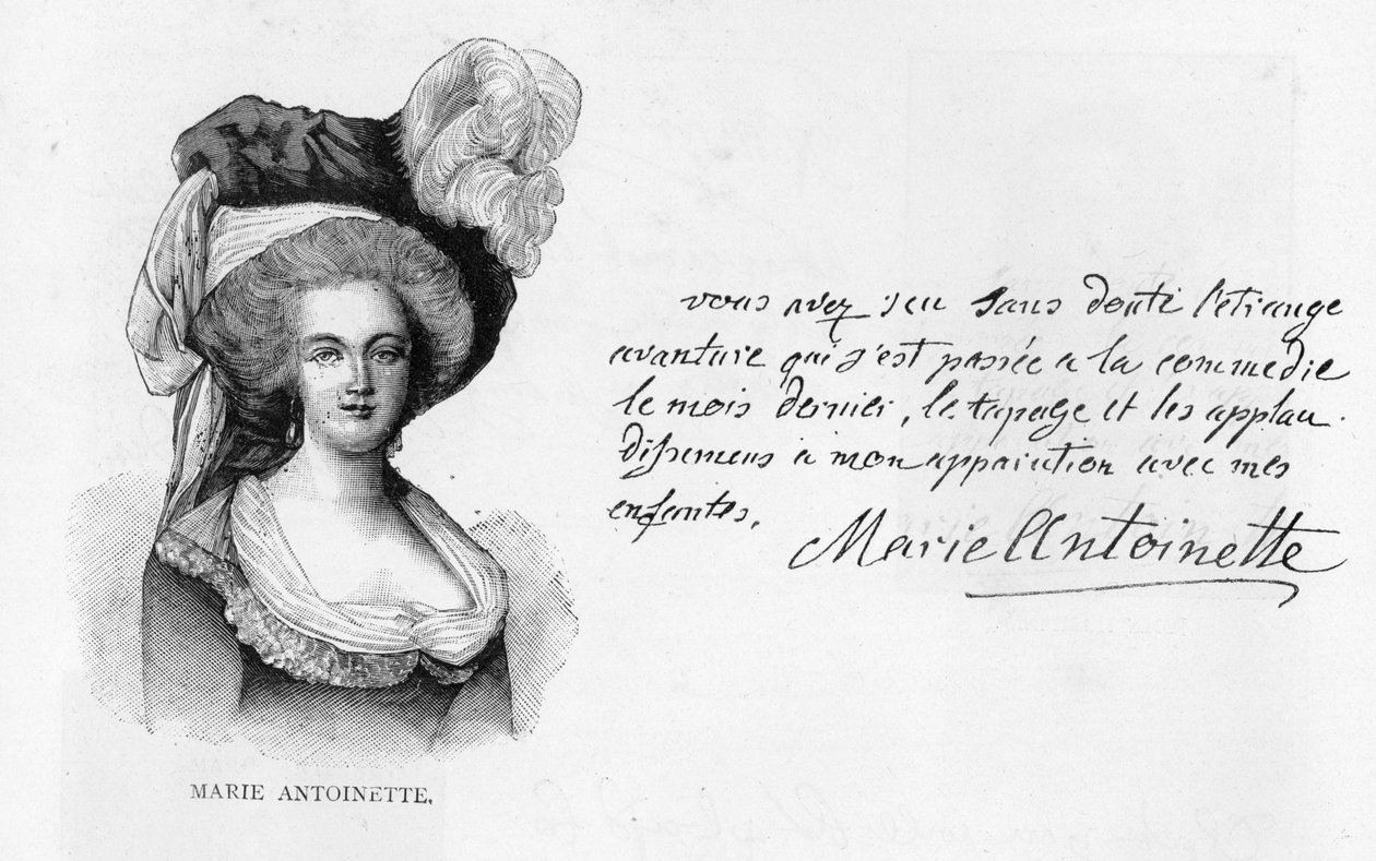 Caligrafía y firma de la Reina María Antonieta