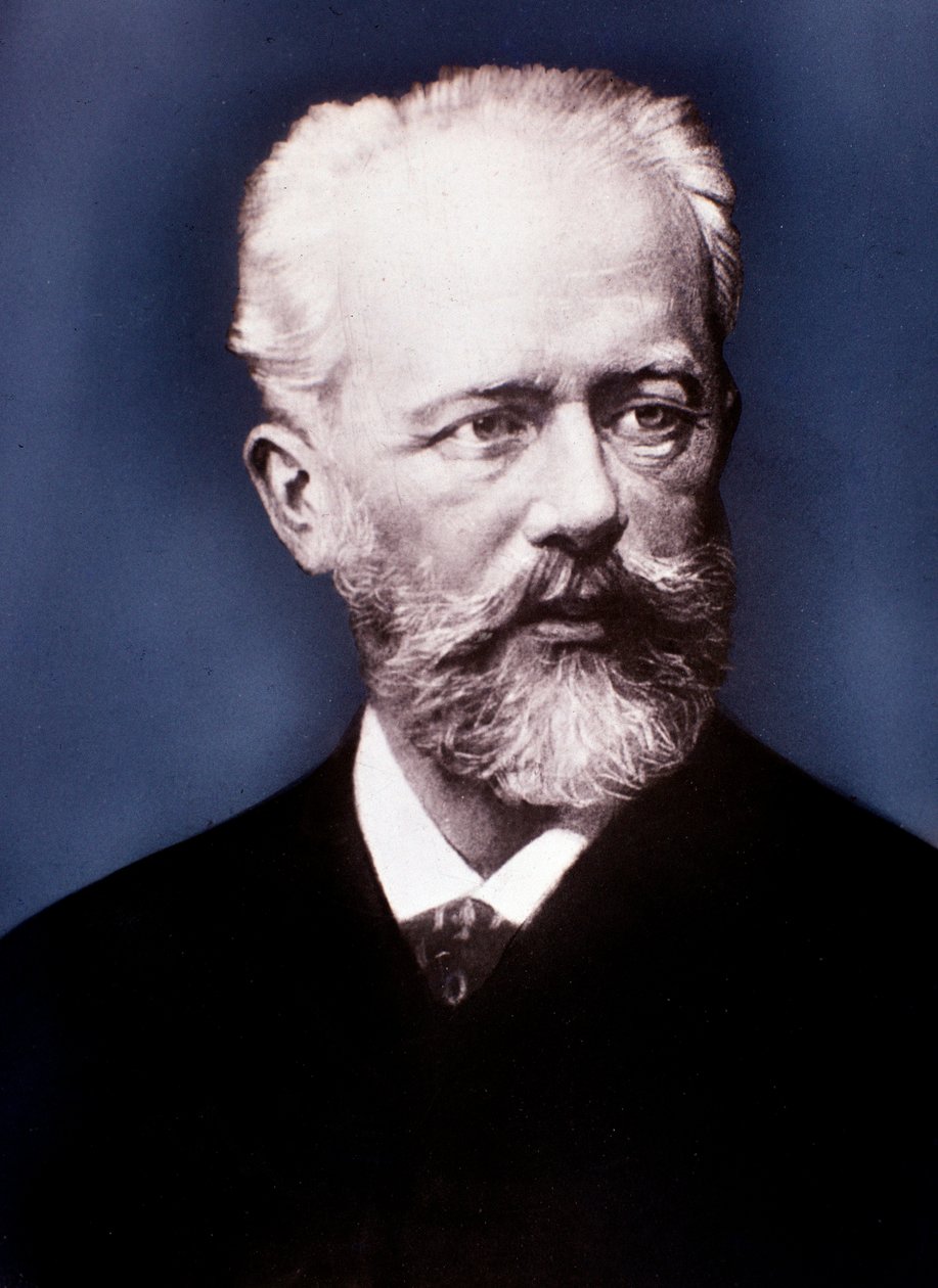 Retrato de Piotr Ilyich Tchaikovsky (foto en blanco y negro)