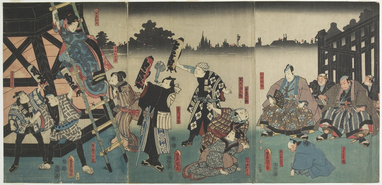 (Escena de la Obra de Kabuki Basada en la Historia de Yaoya Oshichi ...