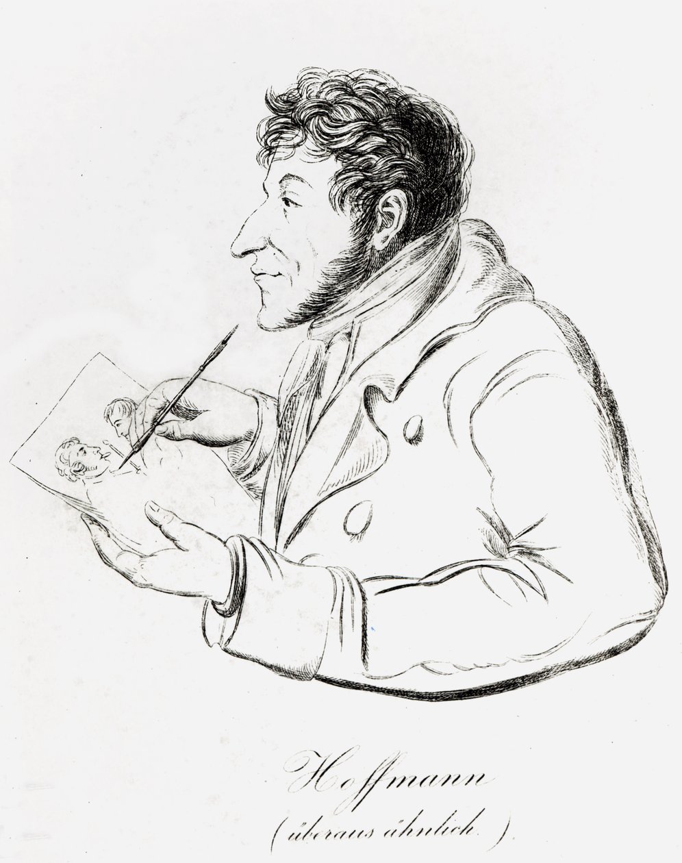 Autorretrato de Hoffmann representándose a sí mismo haciendo un ...