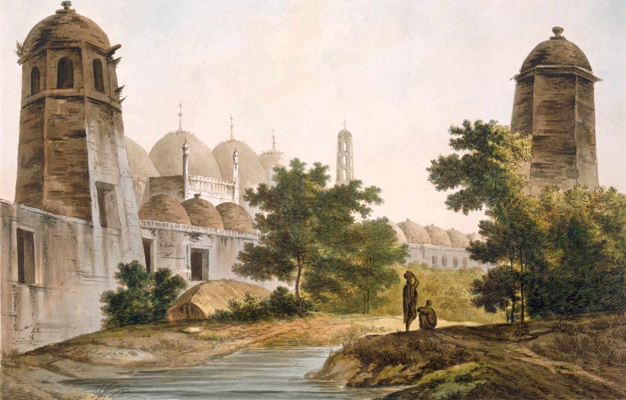 Vista del Cuttera construido por Jaffeir Cawn en Muxadavad, pub. 1785-88