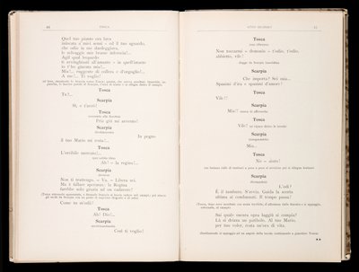 Libreto de La Tosca de Giacomo Puccini, Edición Ricordi, Italia