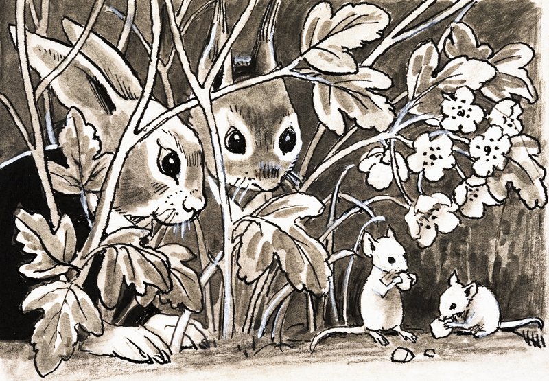 Conejos y ratones | English School | Impresión de arte