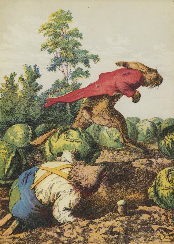 La liebre y el erizo (litografía en color)