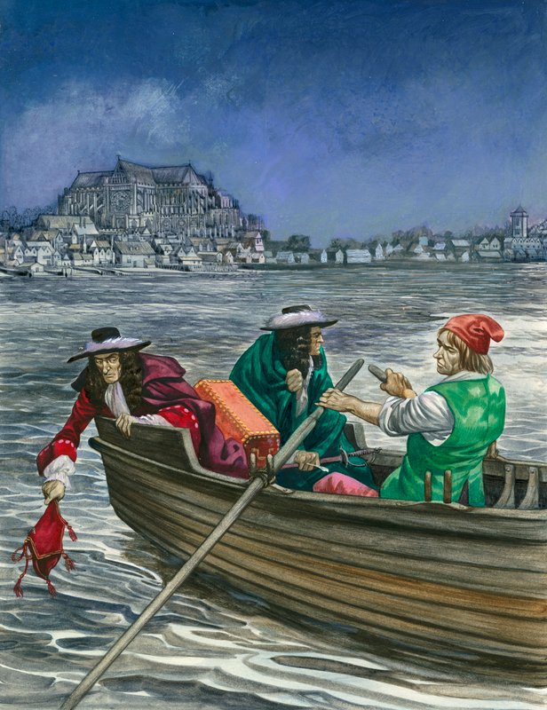 El rey Jacobo arroja el Gran Sello al Támesis