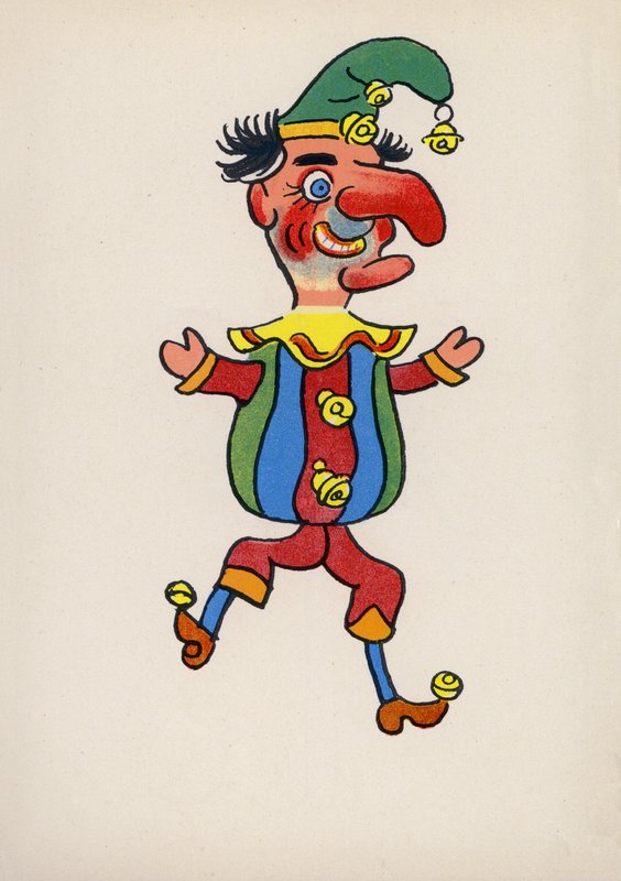 Uno de los locos de Walter Trier (litografía en color)